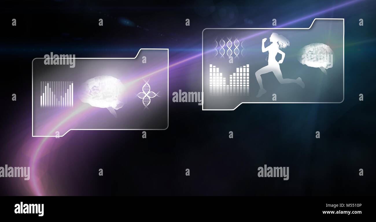 Human health and fitness interface and glowing background Stock Photo ...
