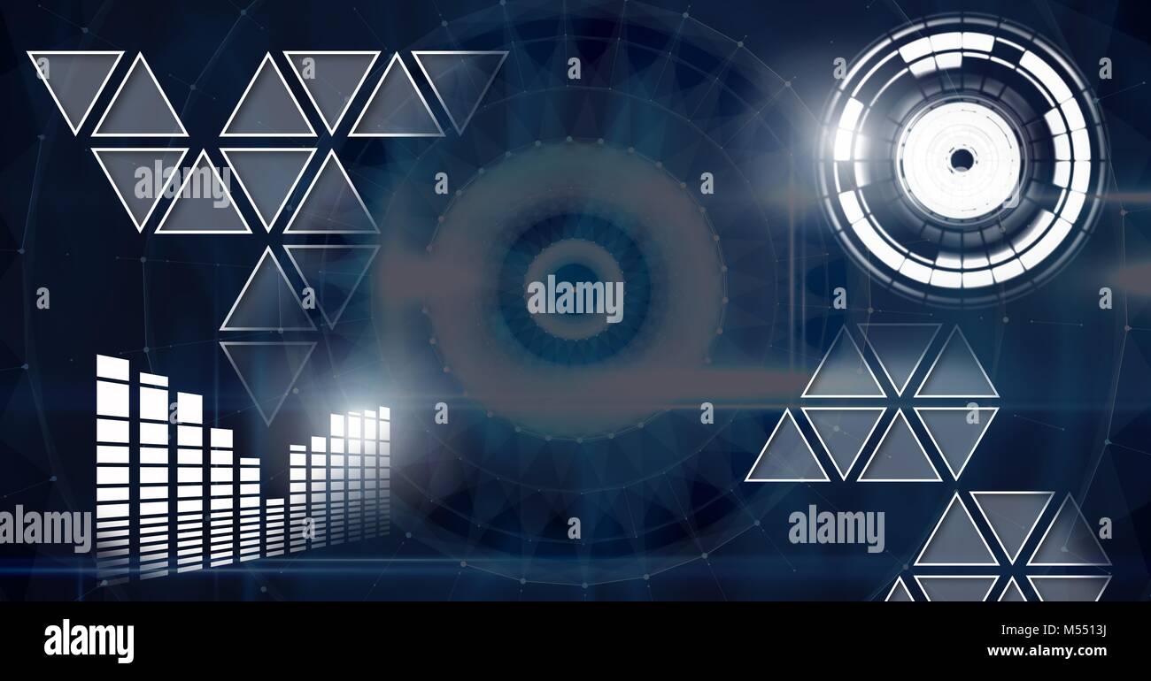 Technology interfaces glowing with dark background Stock Photo - Alamy