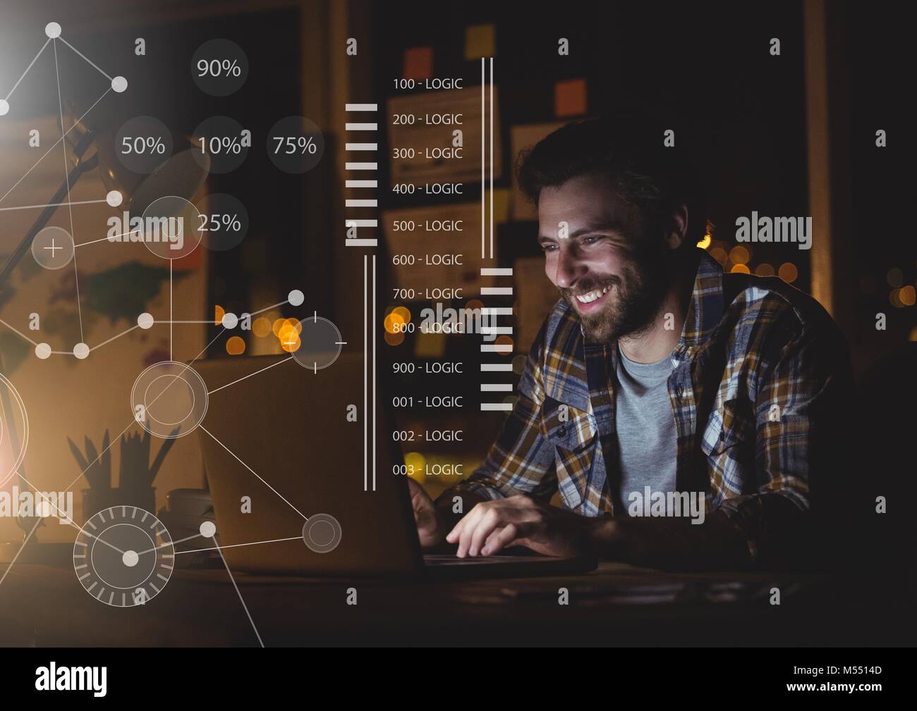 Computer night typing business hi-res stock photography and images - Alamy