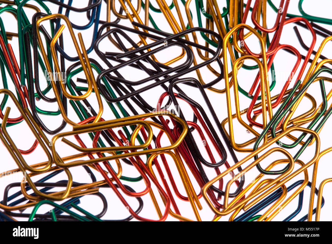 Closeup of Many Colored Paper Clips on White Stock Photo - Alamy