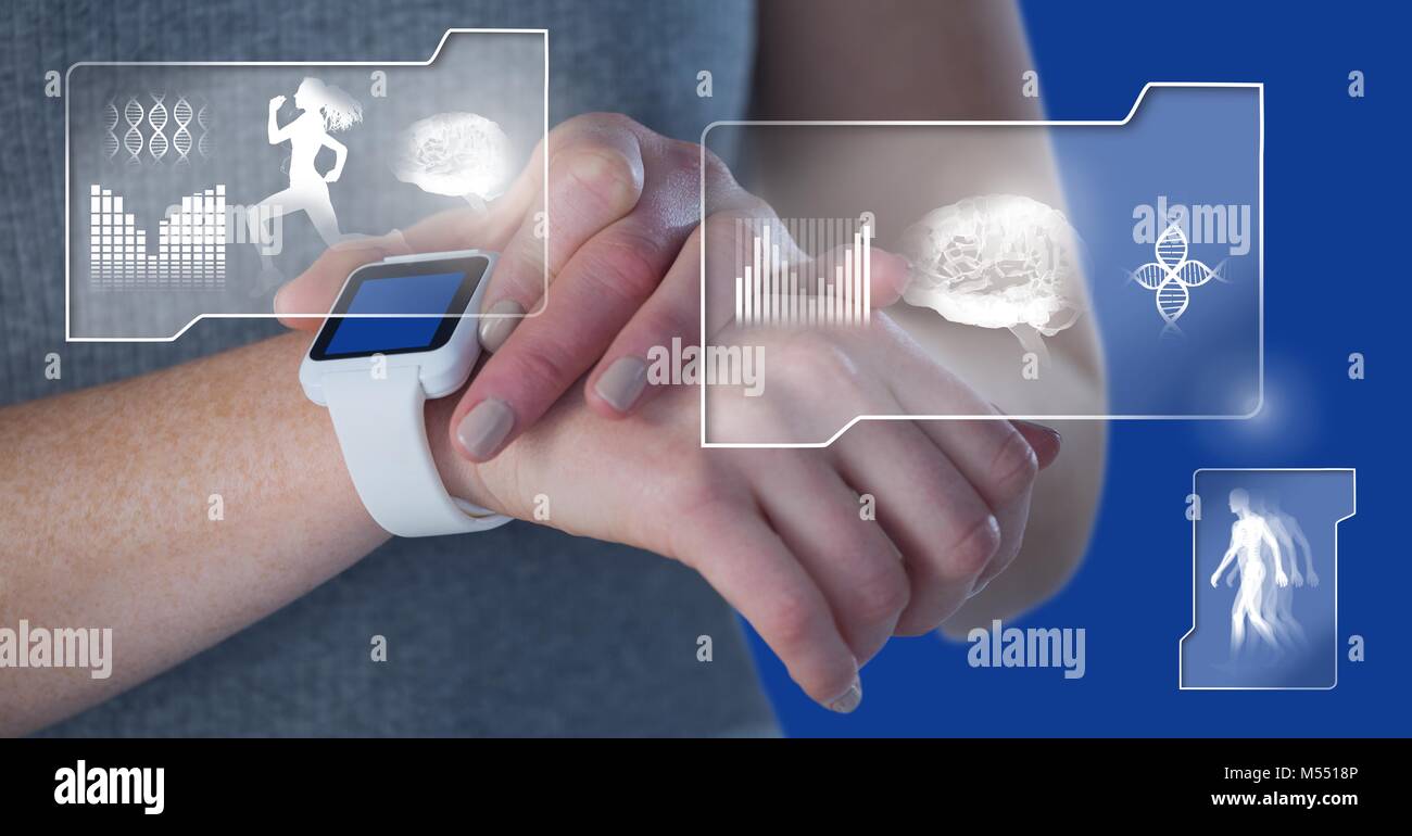 Human health and fitness interface and hands using smart watch tracking ...