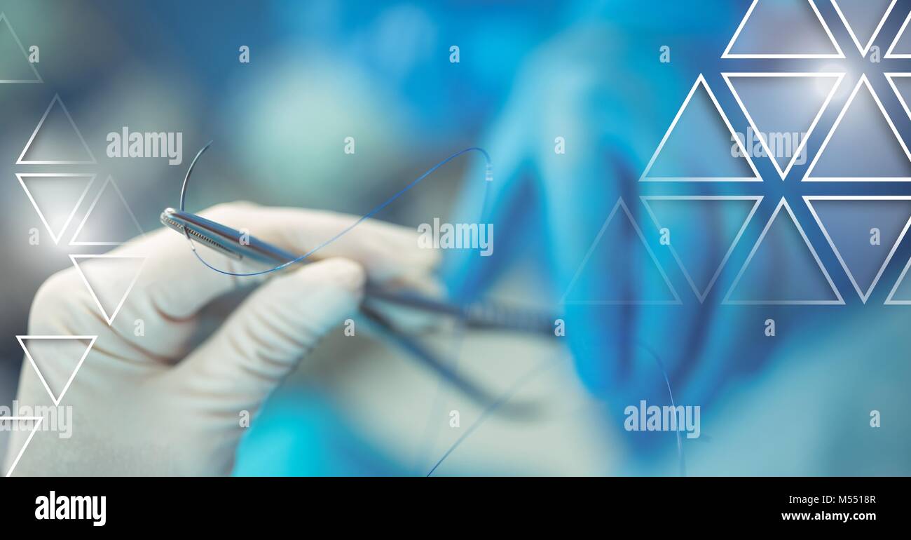 Doctor performing surgery with triangle polygons Stock Photo - Alamy