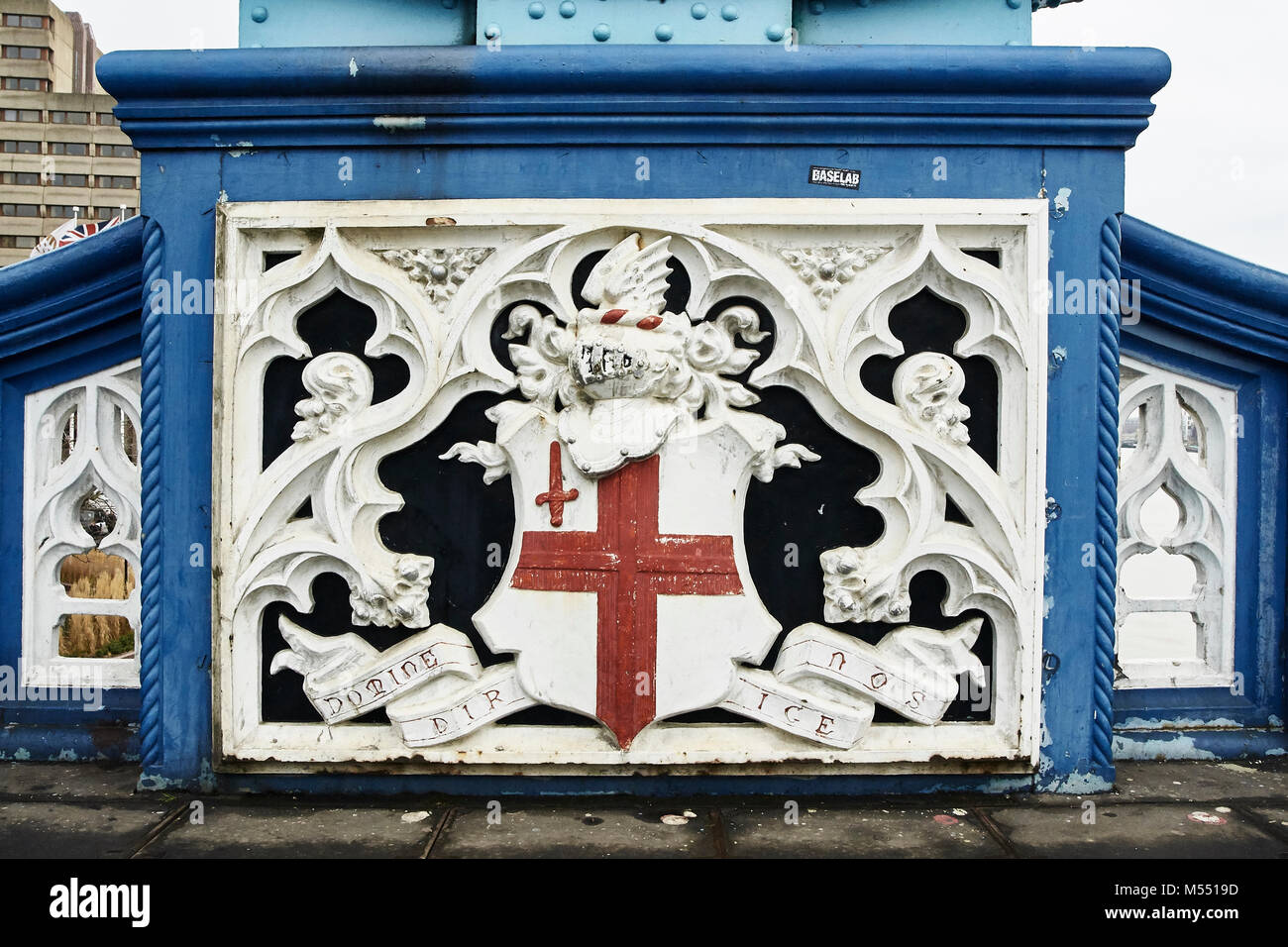 emblem of the city of london in the structure of tower bridge in london ...
