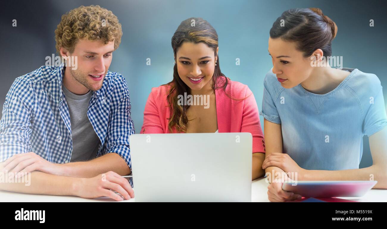 Group of people working on laptop Stock Photo - Alamy