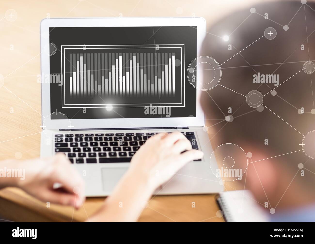 Business Overlay Interface with hands and laptop Stock Photo - Alamy