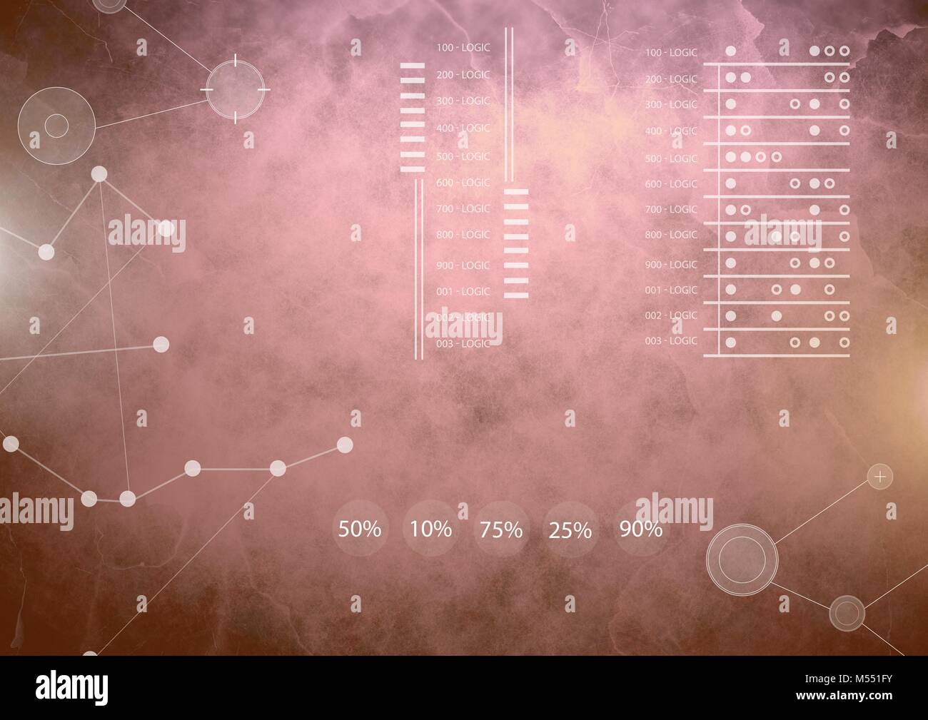 Interface overlay of connection statistics graphics with grunge ...