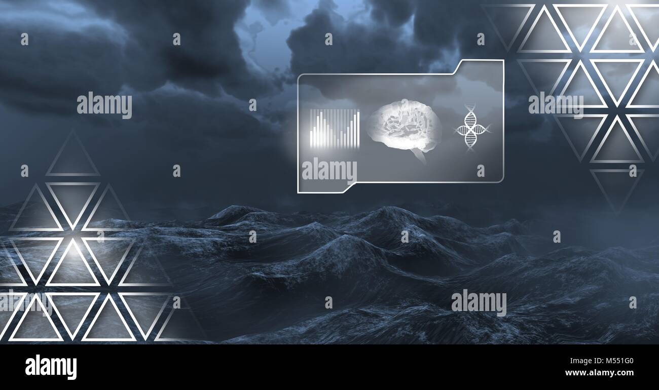 Human health and fitness interface and dark nature background Stock ...