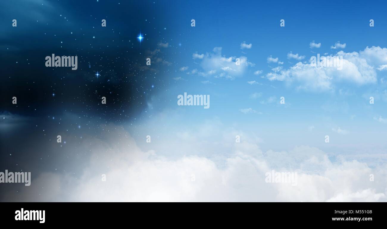 Day and night cloudy sky contrast transition Stock Photo - Alamy