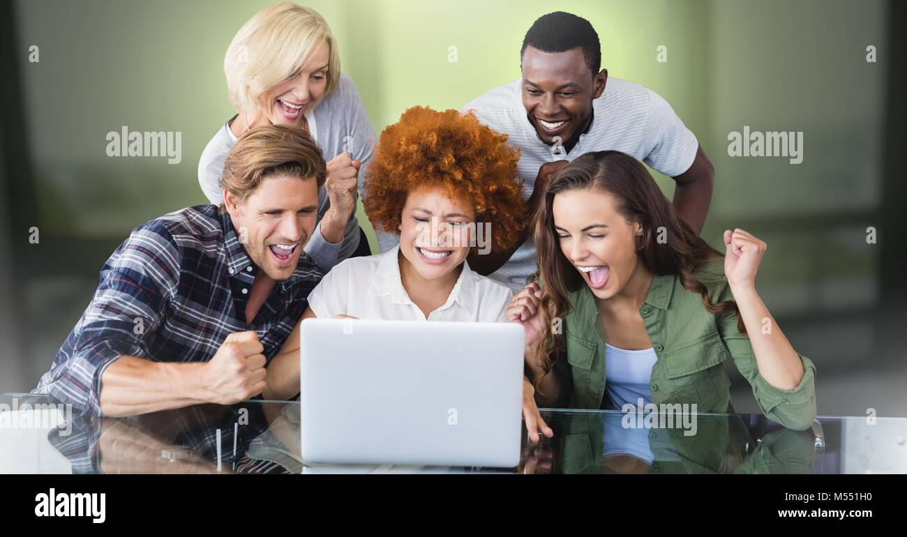 Group of people working on laptop Stock Photo - Alamy