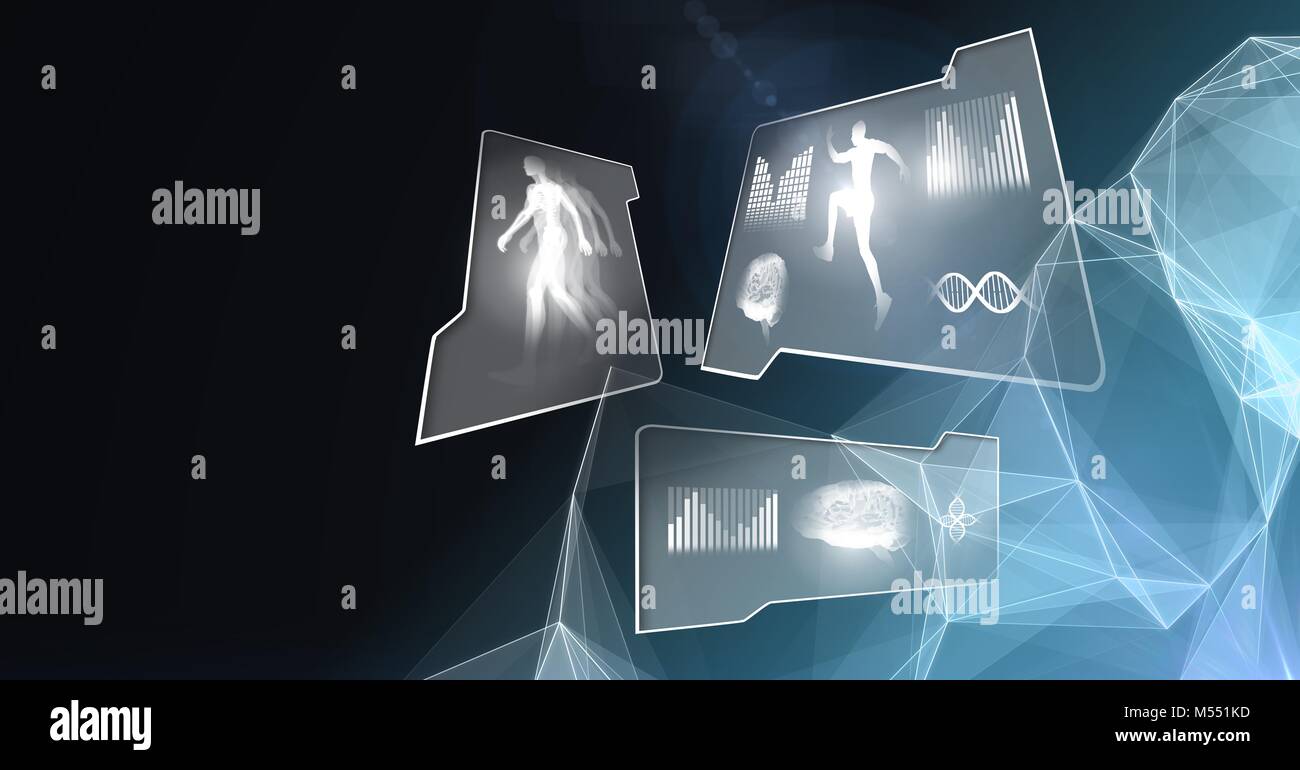 Human health and fitness interface and polygon shapes glowing ...