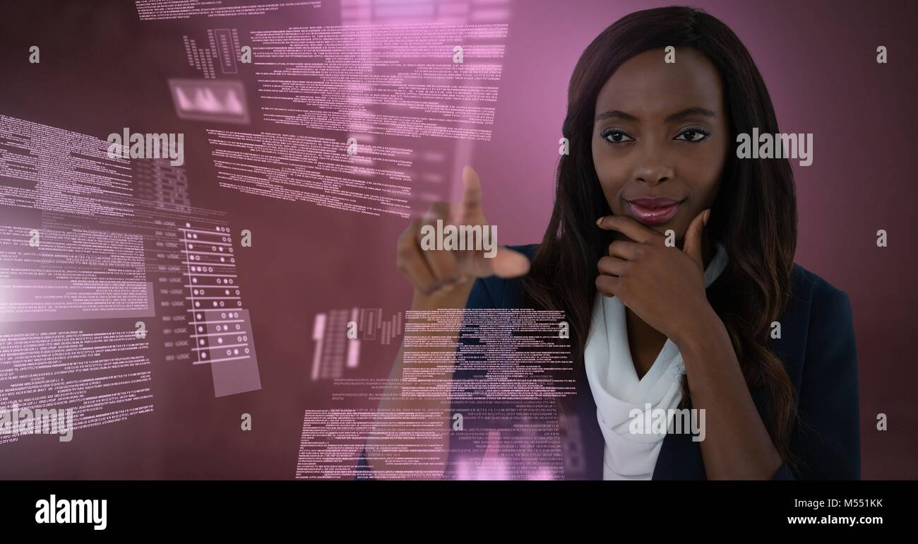 Hand touching futuristic interface screen hi-res stock photography and ...