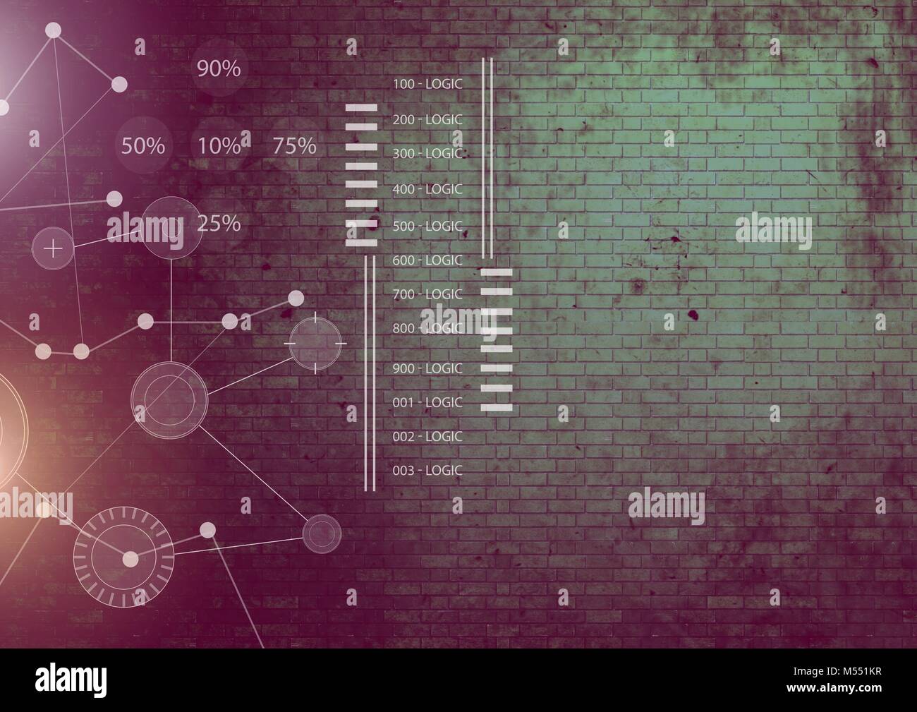 Interface overlay of connection statistics graphics with grunge ...