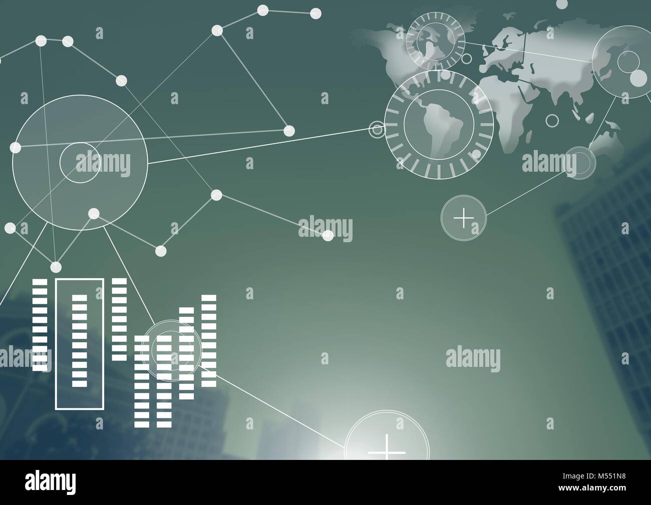Interface overlay of connection statistics graphics with buildings ...