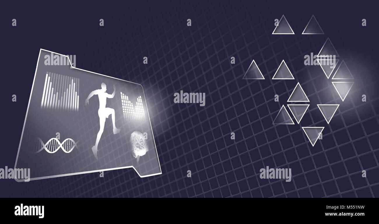 Human health and fitness interface and grid background Stock Photo - Alamy