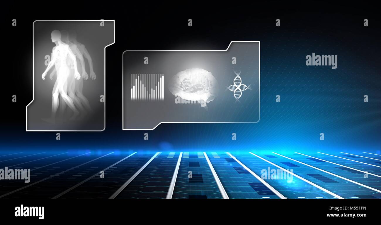 Human health and fitness interface and technology background Stock ...