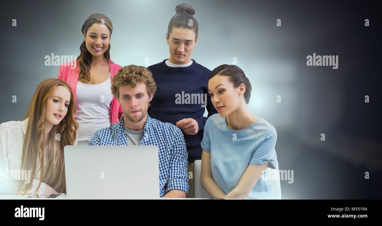 Group of people working on laptop Stock Photo - Alamy