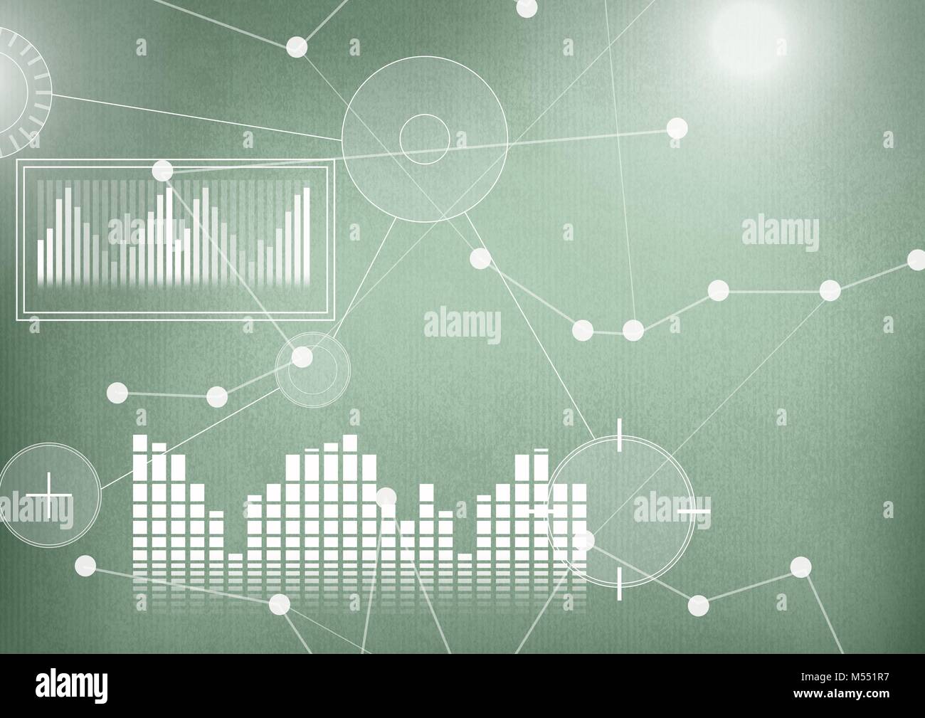 Interface overlay of connection statistics graphics with green ...
