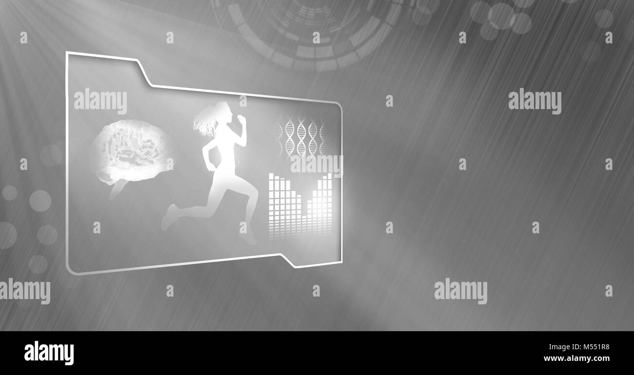Human health and fitness interface and grey background Stock Photo - Alamy
