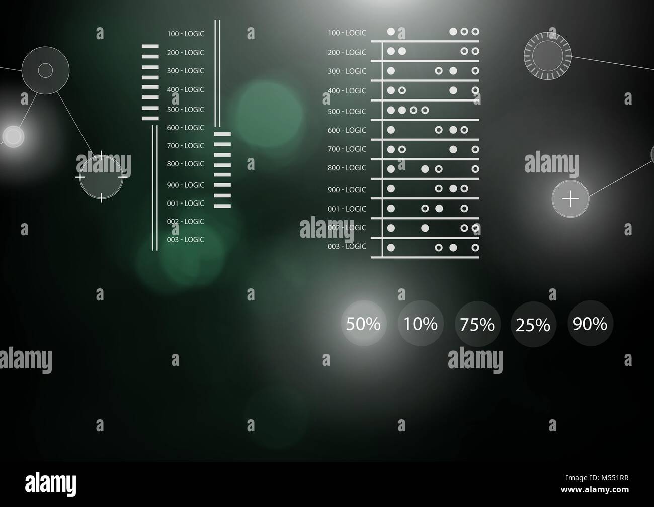 Interface overlay of connection statistics graphics with green ...