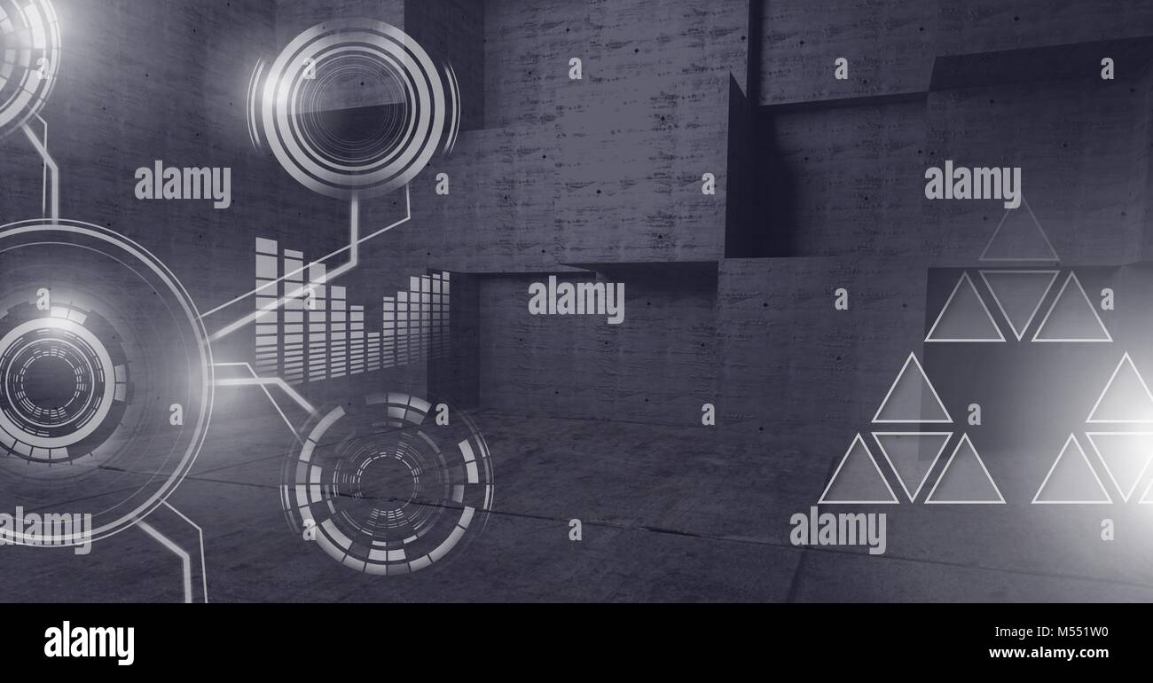 Technology interface shapes with grey minimal stone background Stock ...