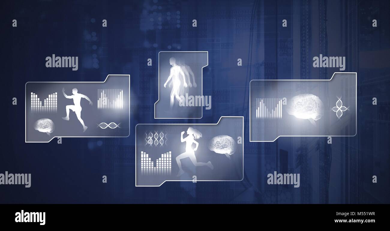 Human health and fitness interface and technology background Stock ...
