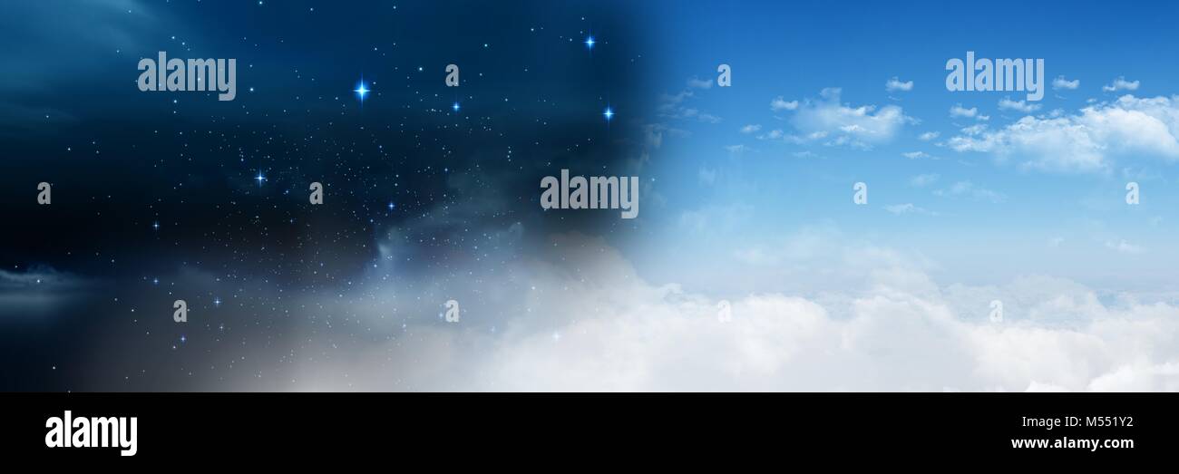Day and night cloudy sky contrast transition Stock Photo - Alamy