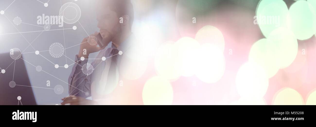 Business Overlay Interface with businessman and computer with ...