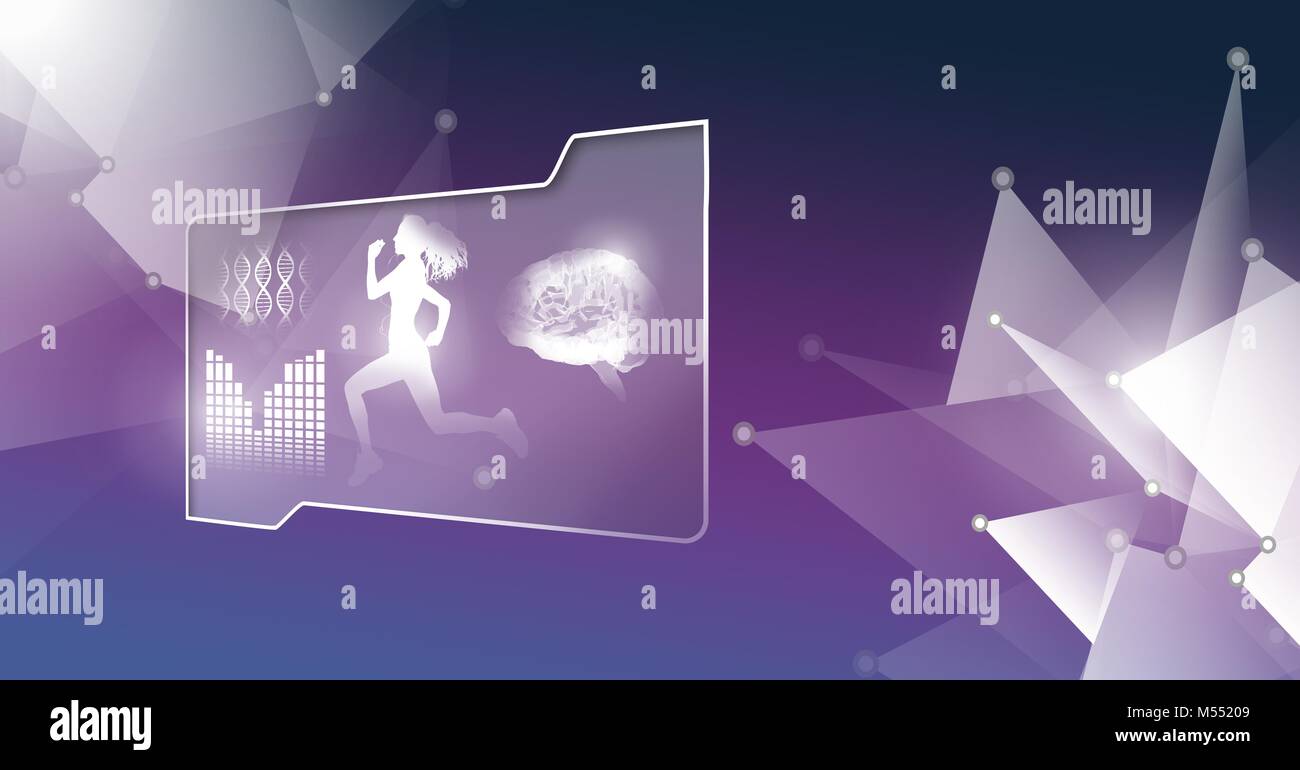 Human health and fitness interface and triangle polygon background ...