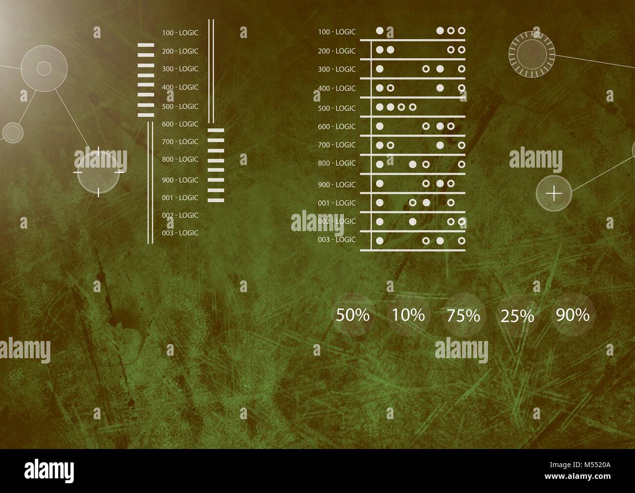 Interface overlay of connection statistics graphics with green grunge ...