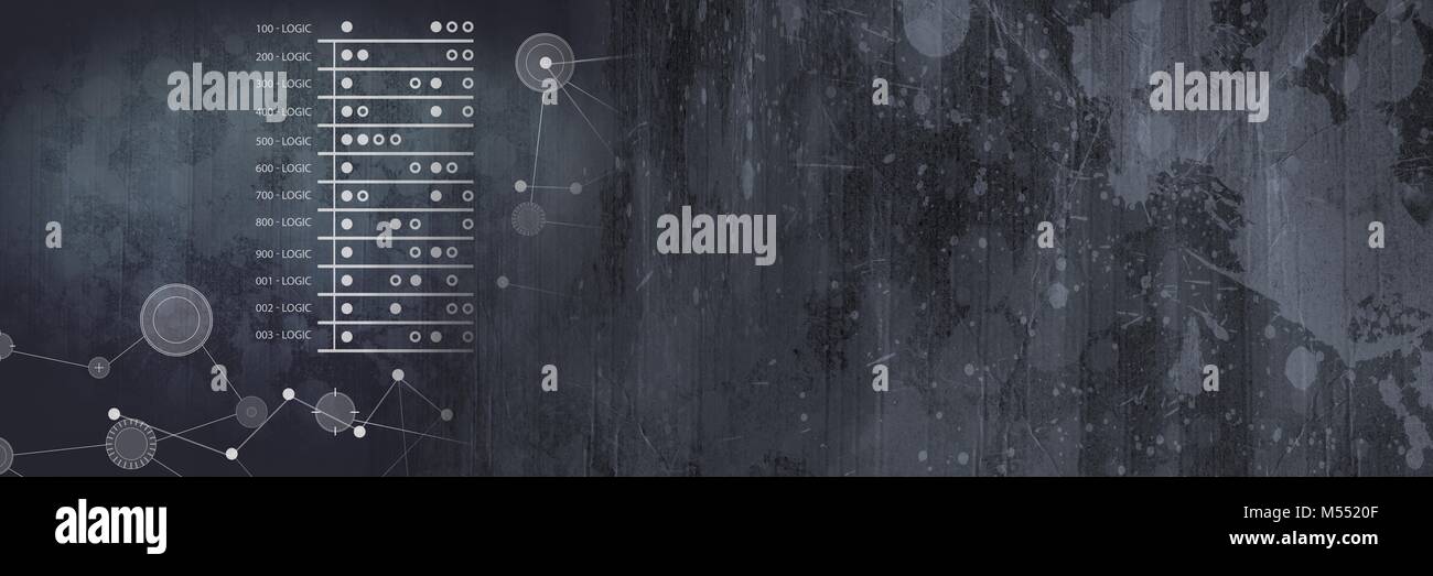Interface overlay of connection statistics graphics with grunge stone ...