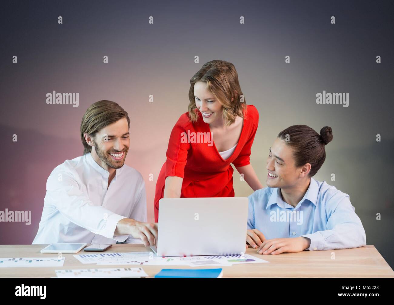Business people working on laptop Stock Photo - Alamy