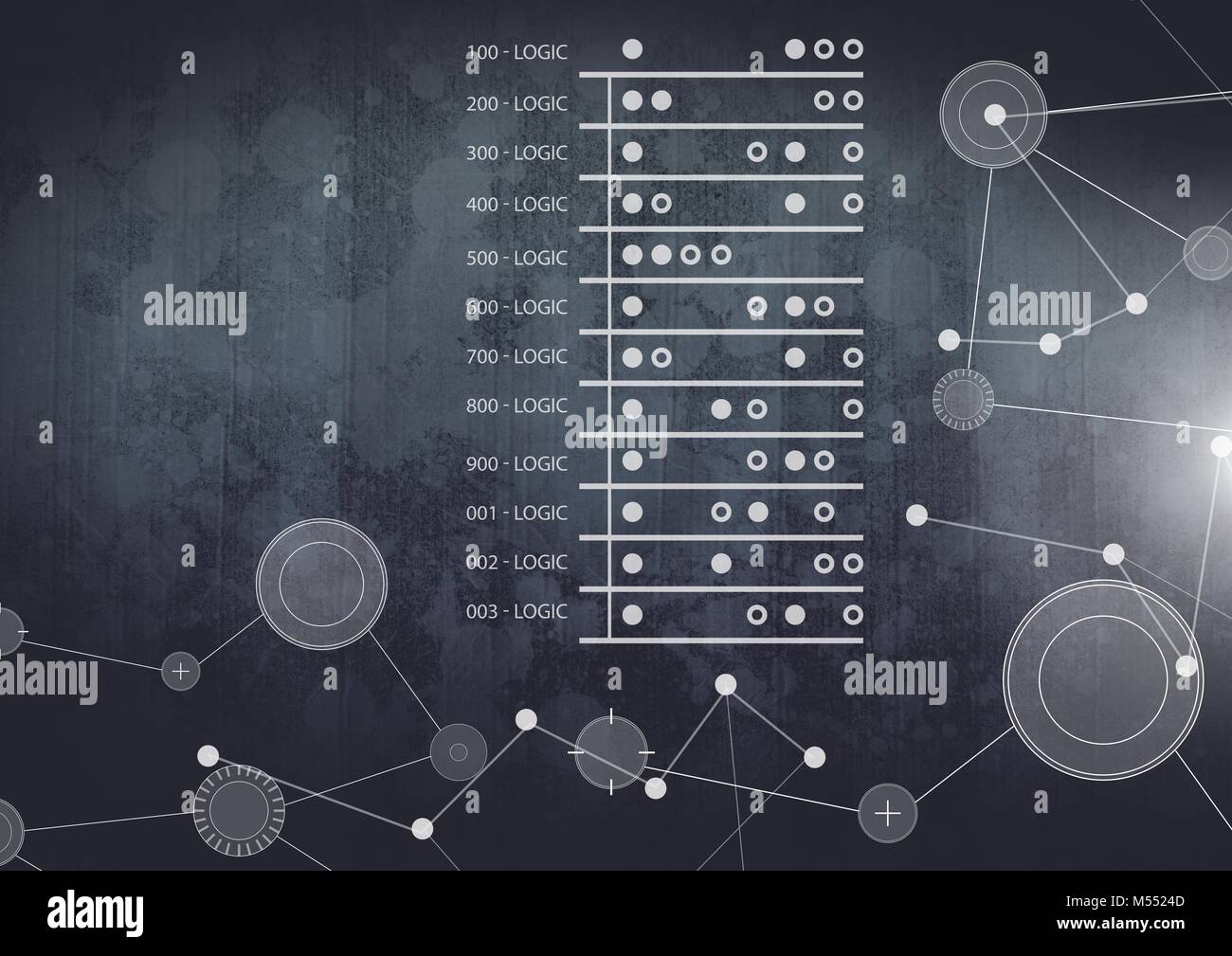 Interface overlay of connection statistics graphics with dark grunge ...