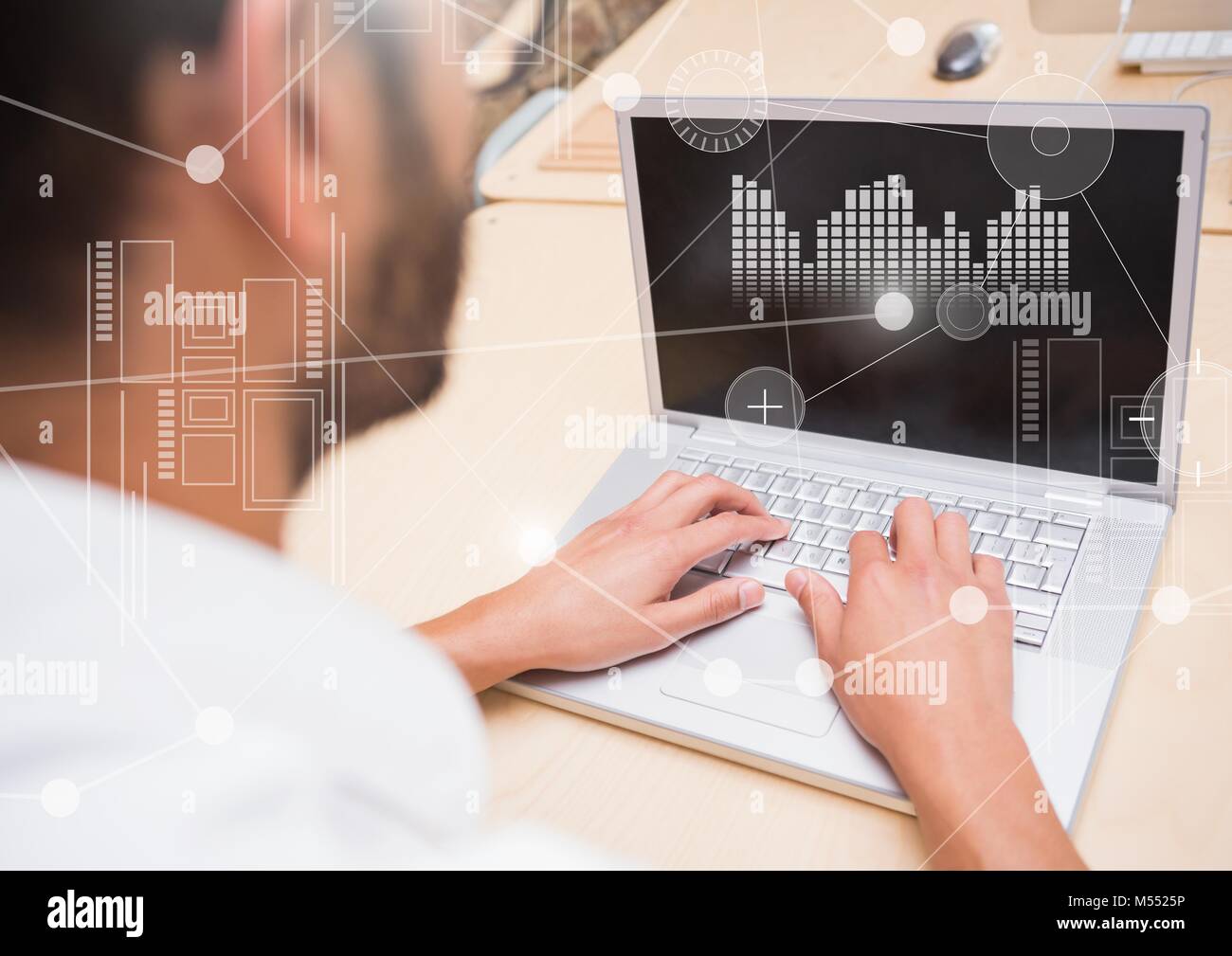 Business Overlay Interface with businessman and laptop Stock Photo - Alamy