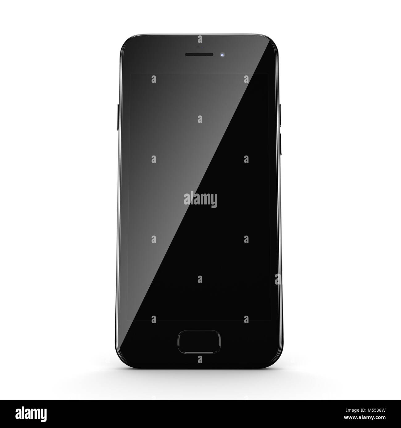 3D rendering black glossy smart phone with black screen Stock Photo - Alamy