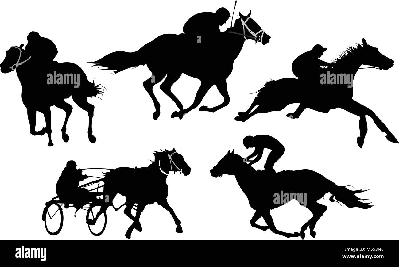 Isolated horse racing silhouettes. Vector illustration Stock Vector ...