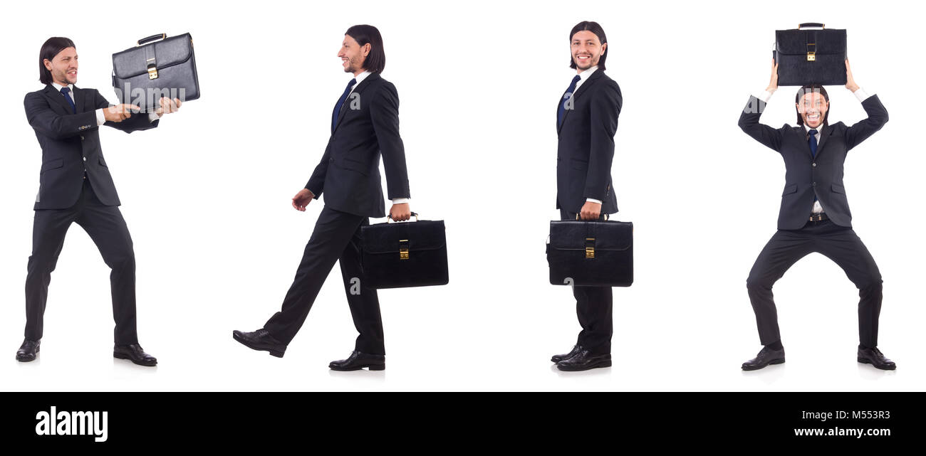 Businessman rushing isolated on the white background Stock Photo - Alamy