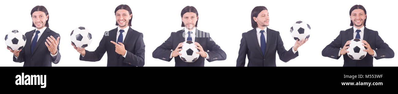 Man with football isolated on white Stock Photo - Alamy