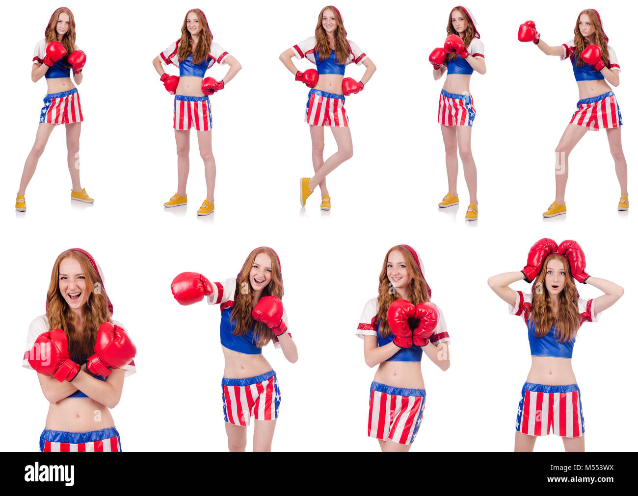 Woman boxer in uniform with US symbols Stock Photo - Alamy