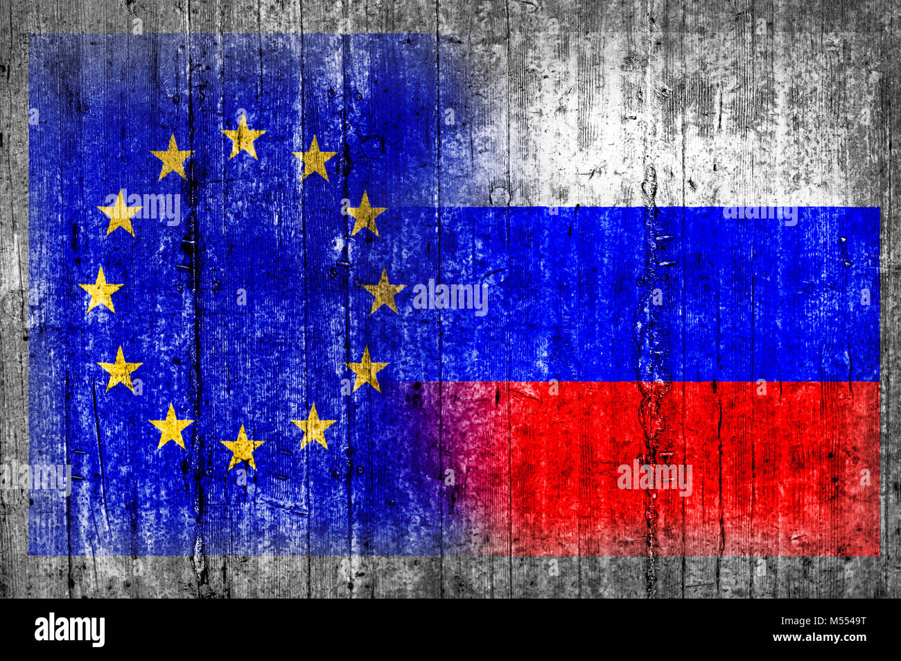 EU and Russia flag on concrete wall Stock Photo - Alamy