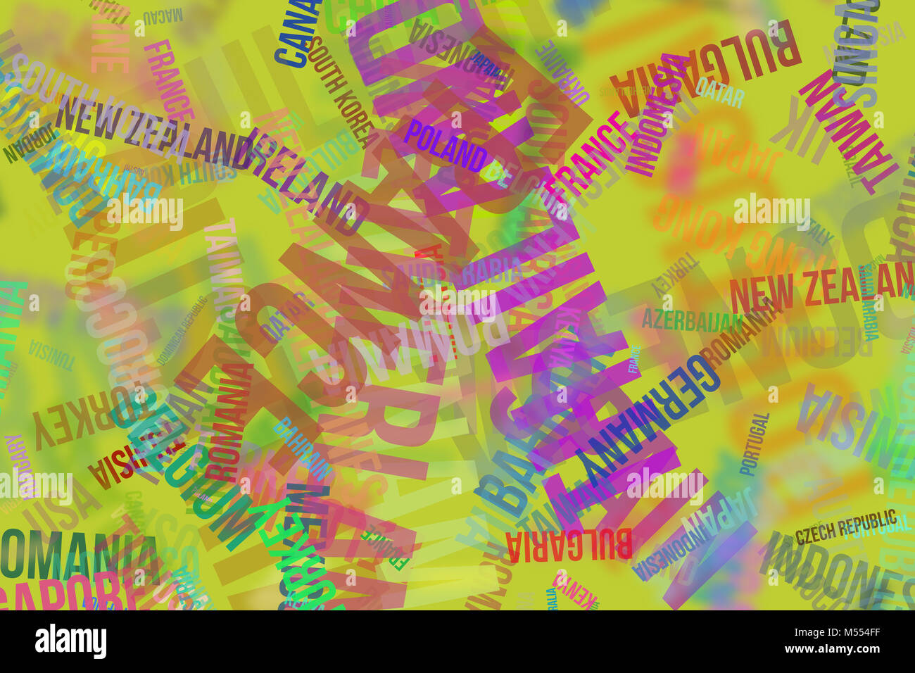 Colorful & blur city names word cloud for travel destinations ...