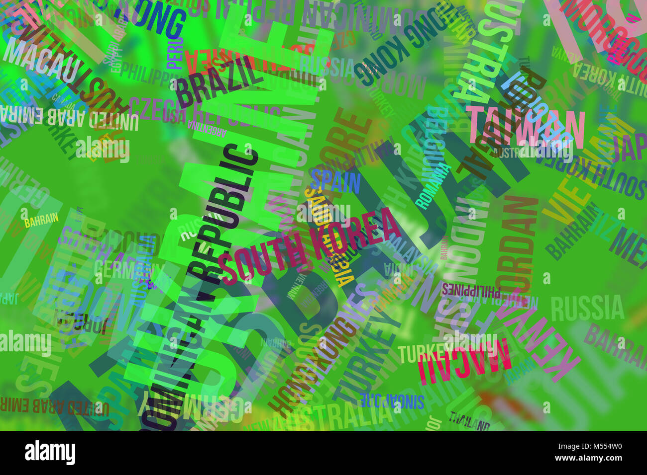 Colorful & blur city names word cloud for travel destinations ...