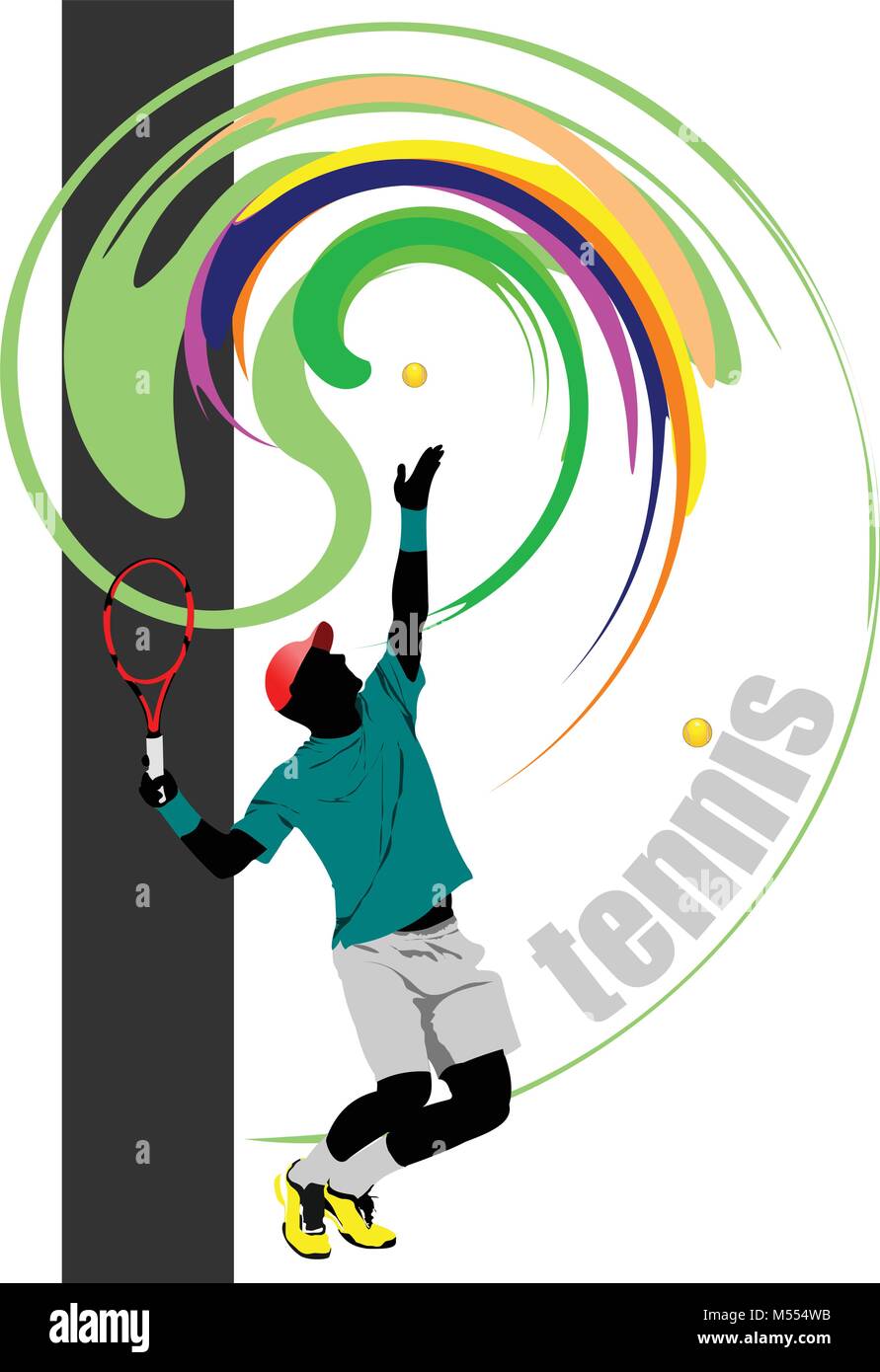 Tennis player poster. Colored Vector illustration for designers Stock ...