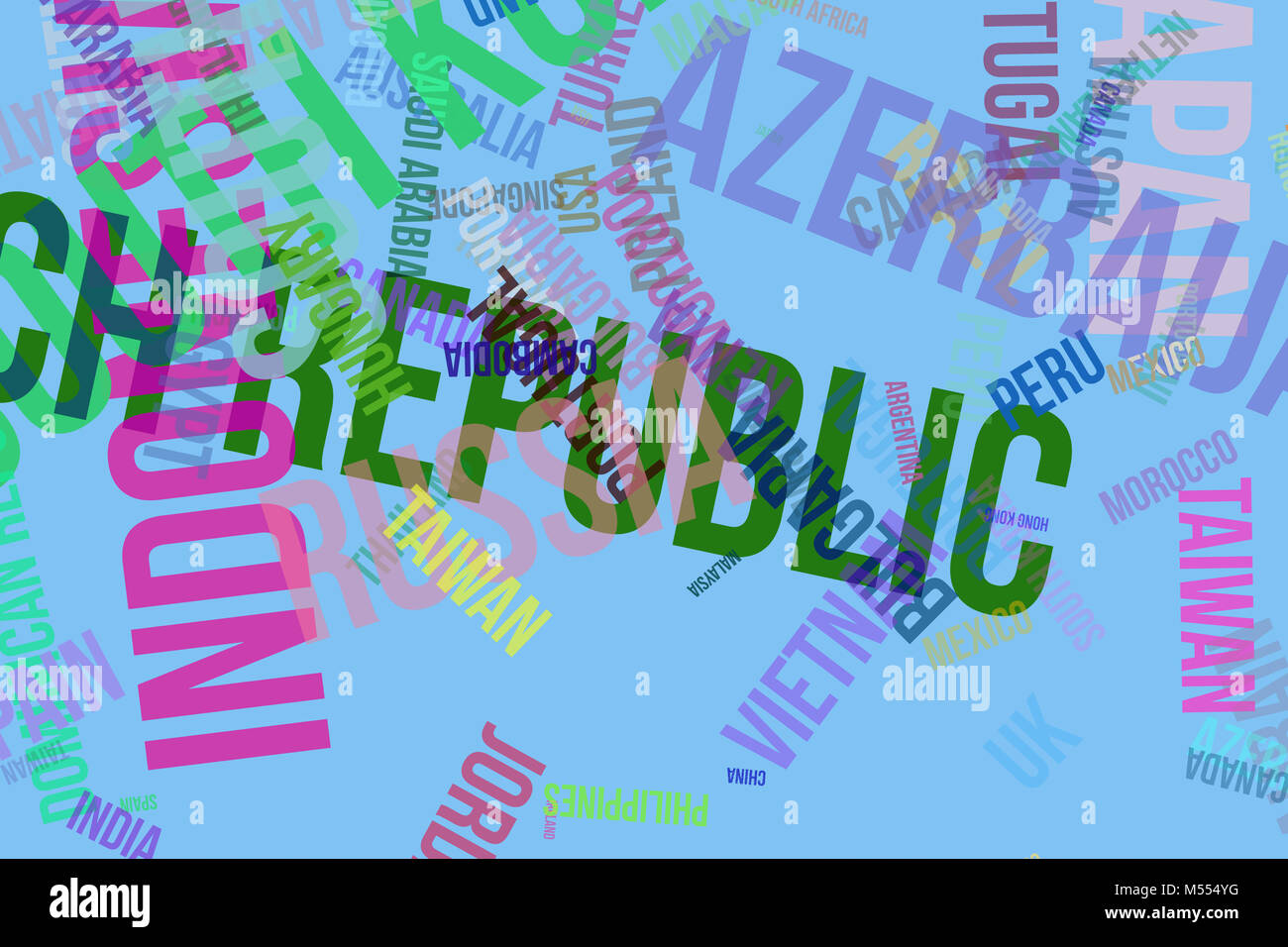Colorful & blur city names word cloud for travel destinations ...