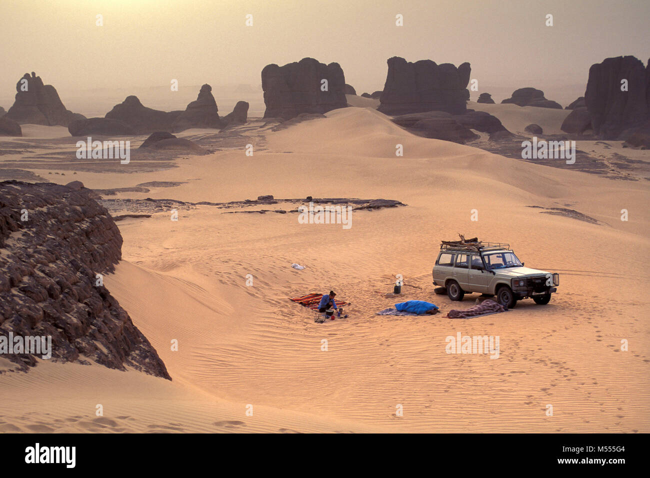 Algeria. Near Tamanrasset. Sahara desert. Hoggar Mountains. Sand sea ...