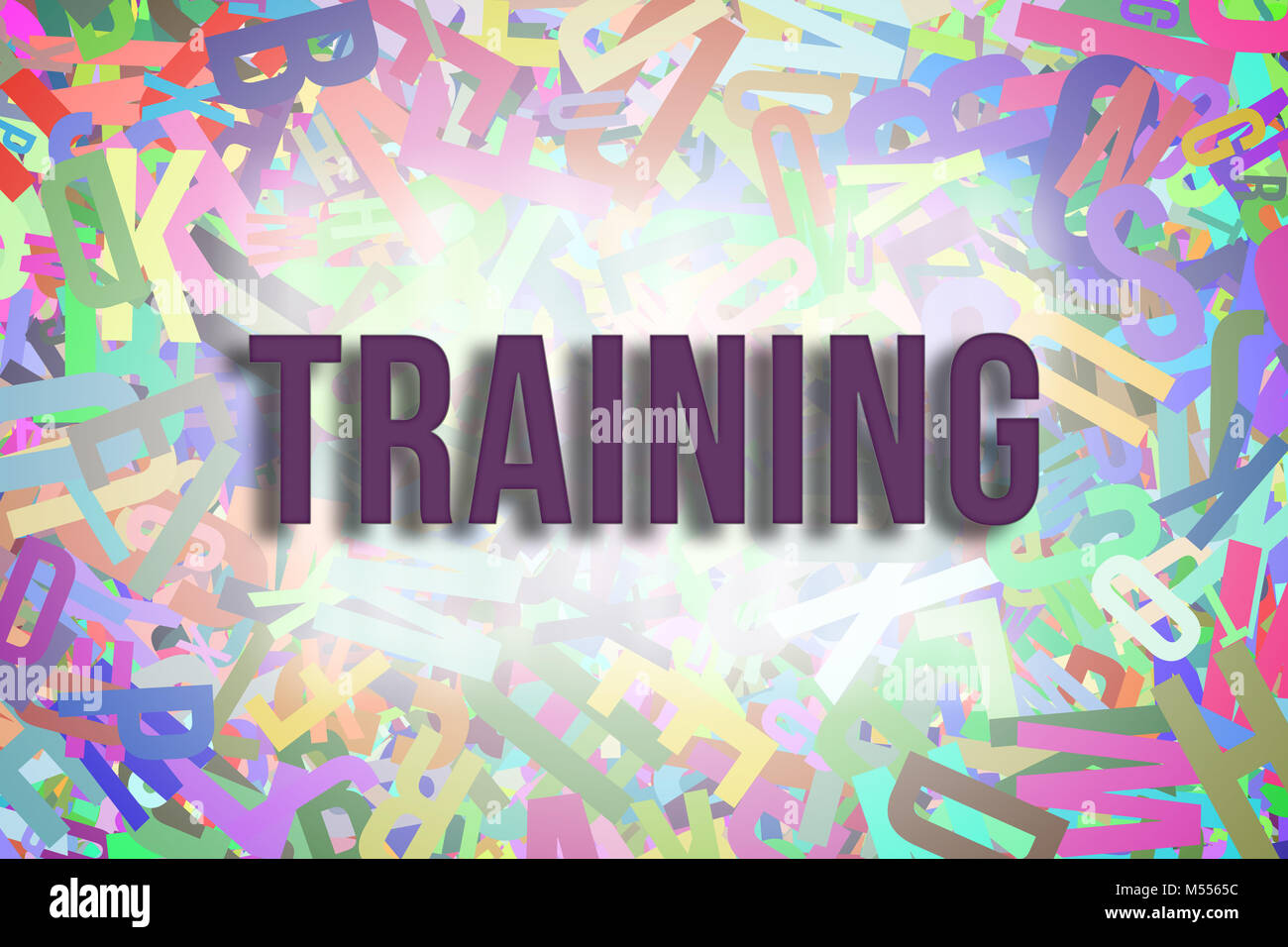 Training, colorful alphabets letters from A to Z as background, word ...