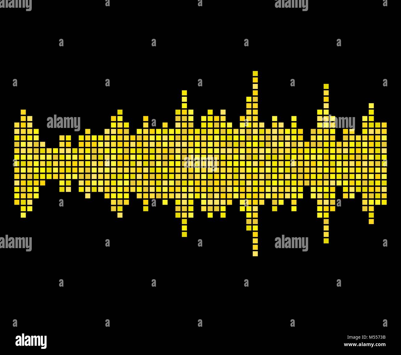 yellow square sound music wave equalizer silhouette isolated on black ...