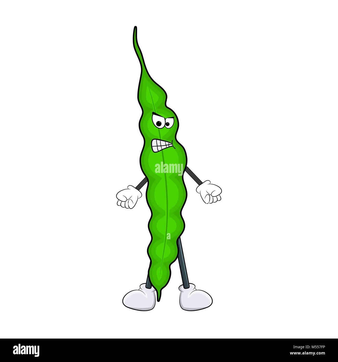 cartoon green pea angry mad isolated on white background Stock Vector ...