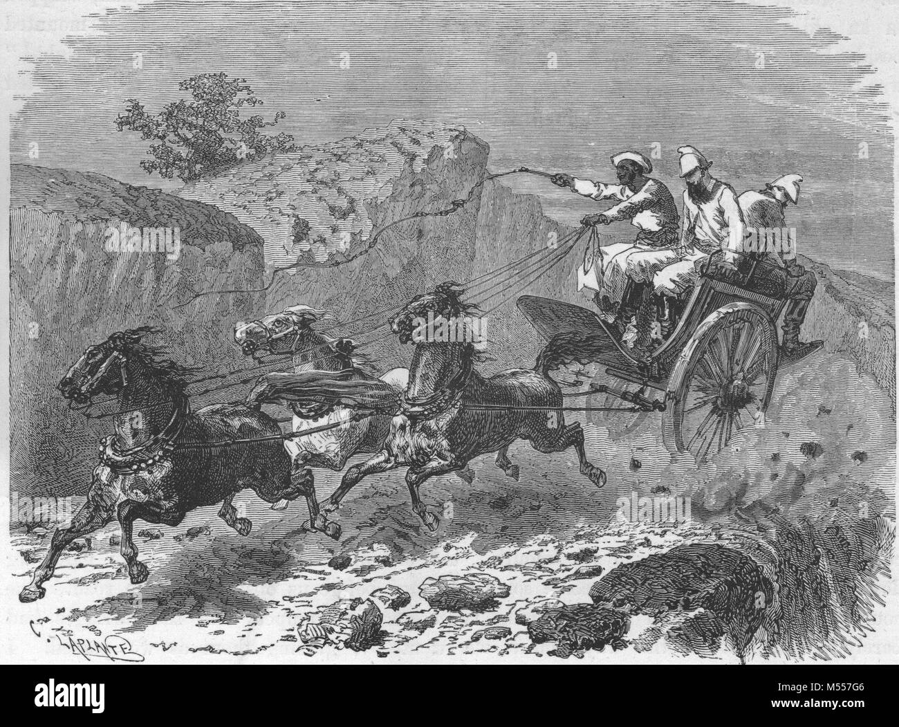 INDIA. The Mail-cart, antique engraving 1878 Stock Photo - Alamy