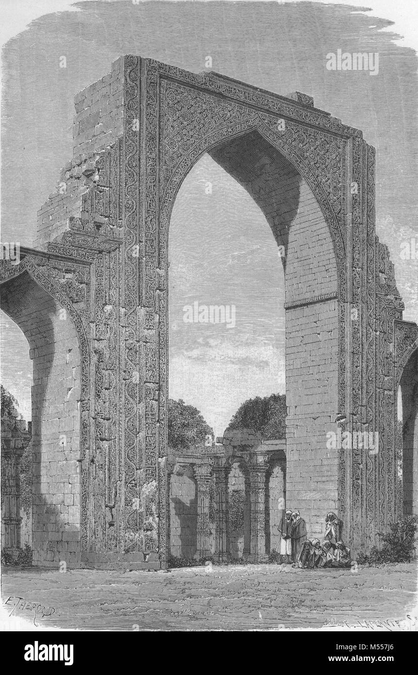 INDIA. Quwwat-ul-Islam Masjid, Qutb, Delhi, 1878 print Stock Photo - Alamy