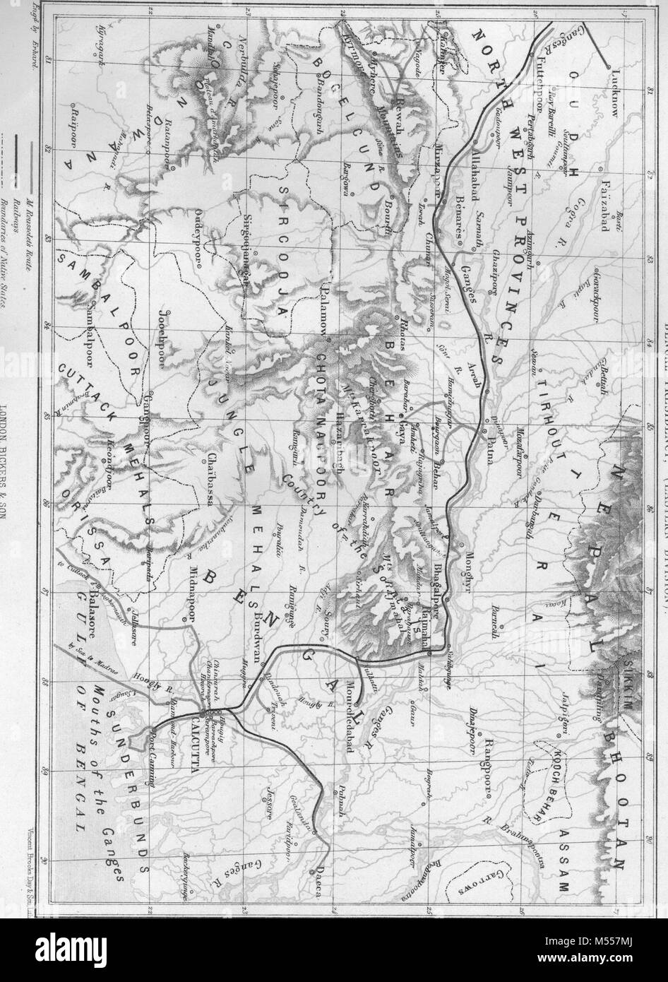 INDIA. Bengal Presidency (Eastern Division), 1878 map Stock Photo - Alamy